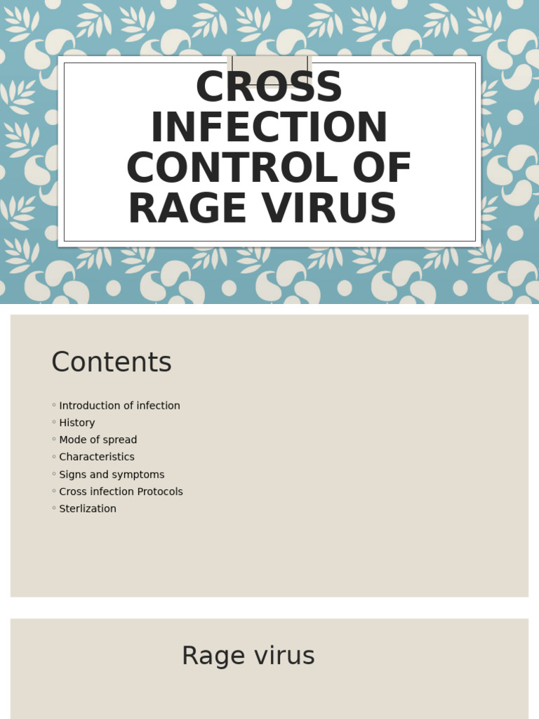 Cross Infection Control of Rage Virus | PDF