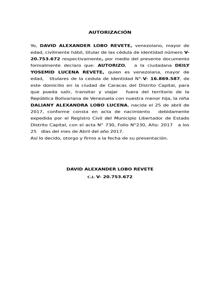 Autorizo | PDF | Documento de identidad | Gobierno