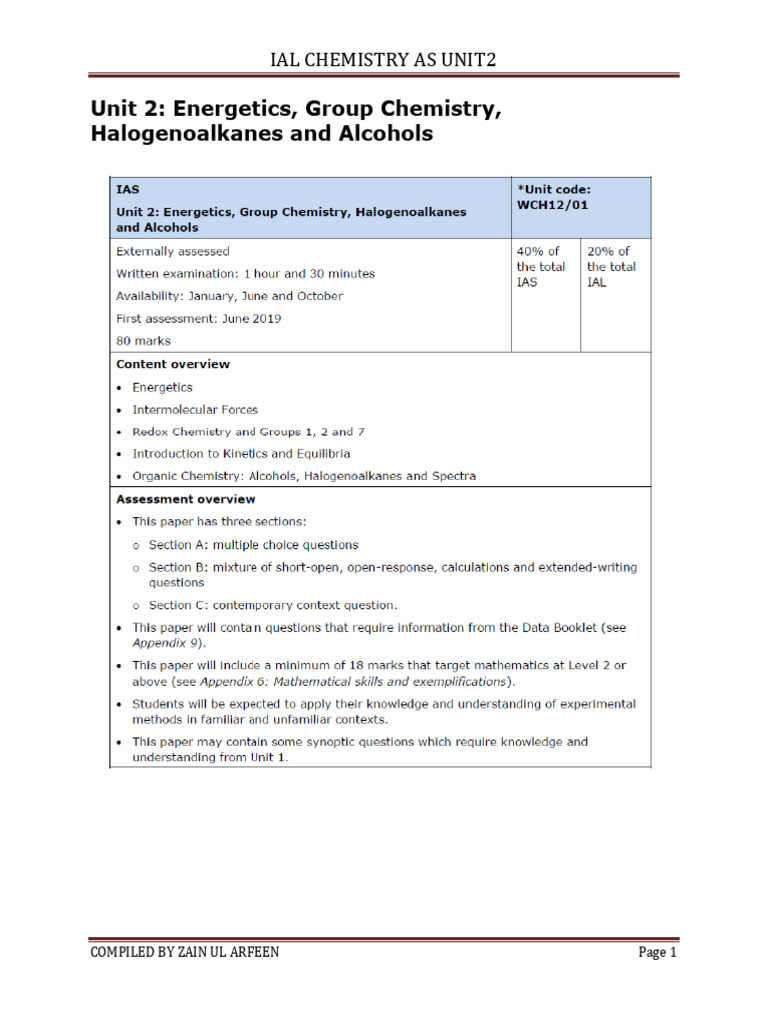 As Chemistry Unit 2 Key Notes and Answers | PDF | Intermolecular Force ...