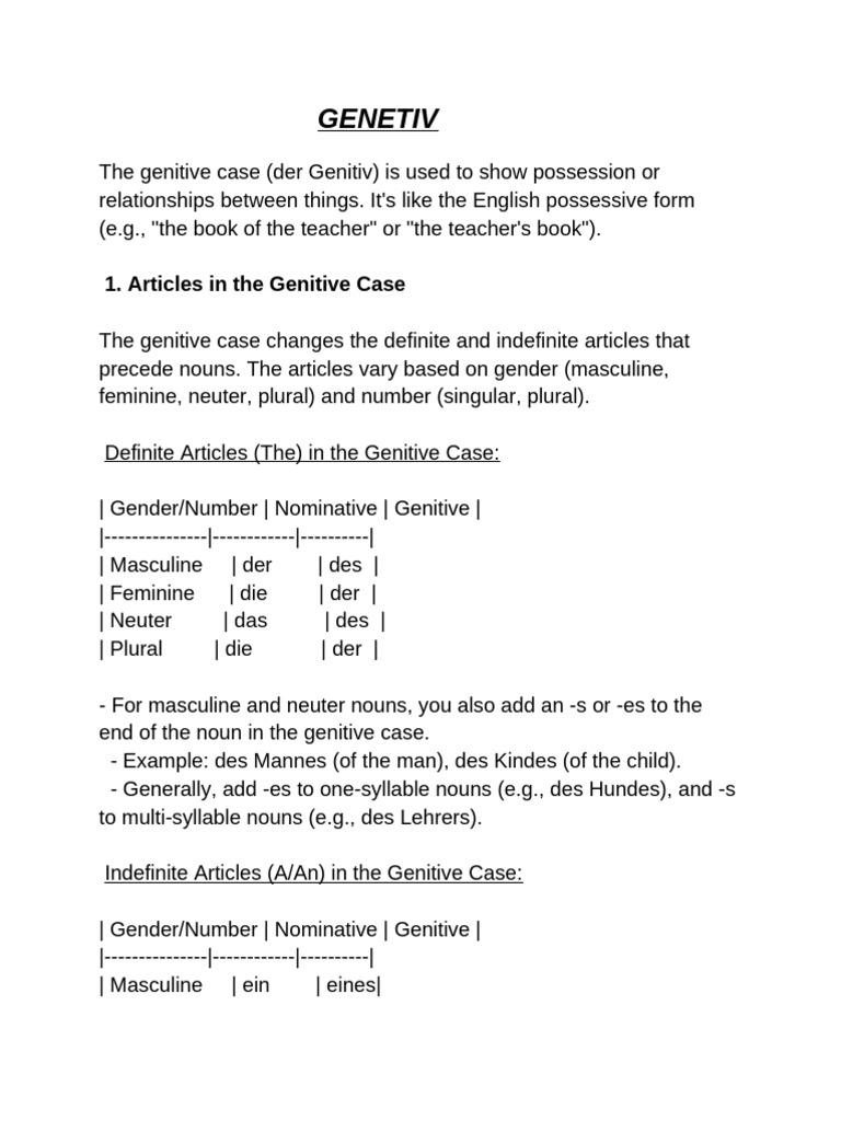 GENETIV | PDF | Grammatical Gender | Grammatical Number