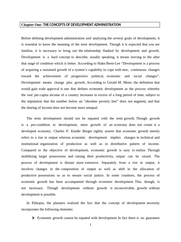 Devt Administration-Chapter One | PDF | Human Resources | Economic Development