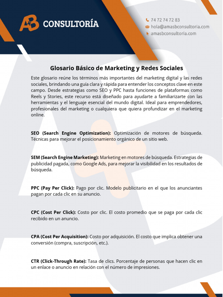 Glosario Básico de Marketing Digital | PDF | Marketing de motores de búsqueda | Posicionamiento ...