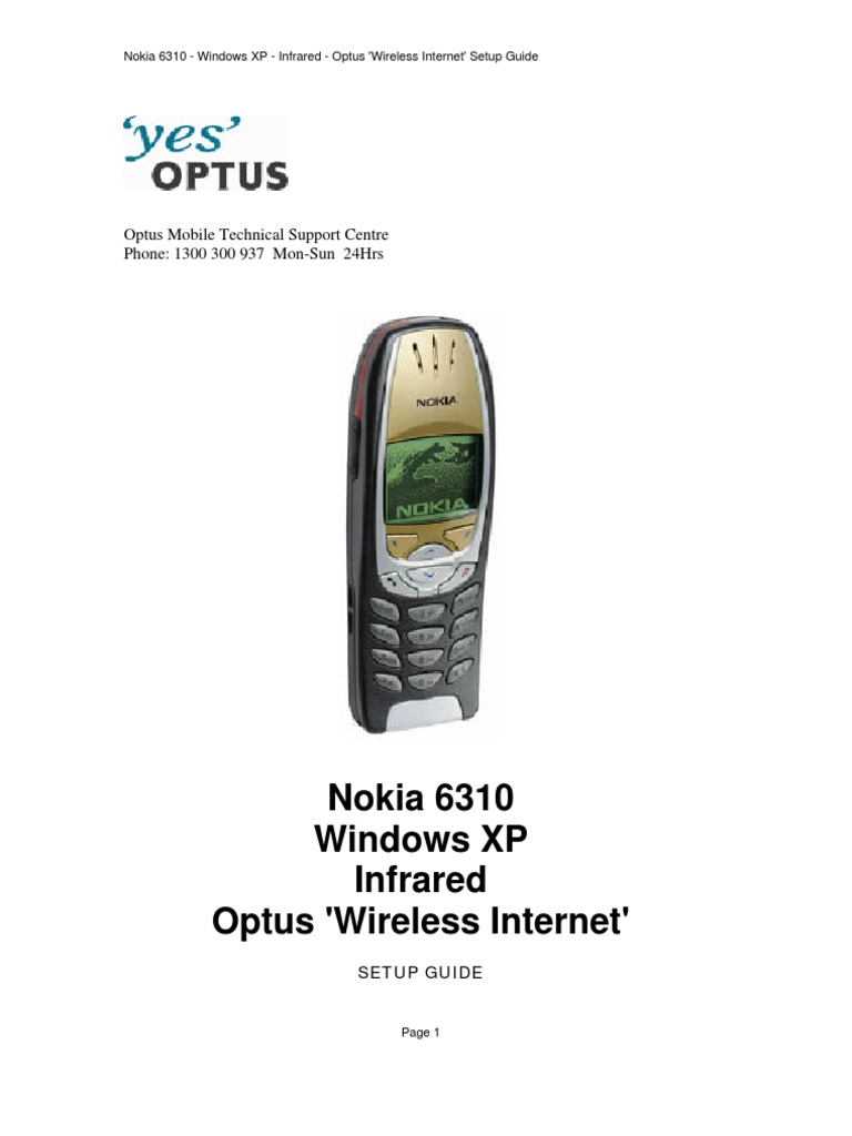 Nokia 6310 Windows XP Infrared Optus 'Wireless Internet' | PDF | Modem ...