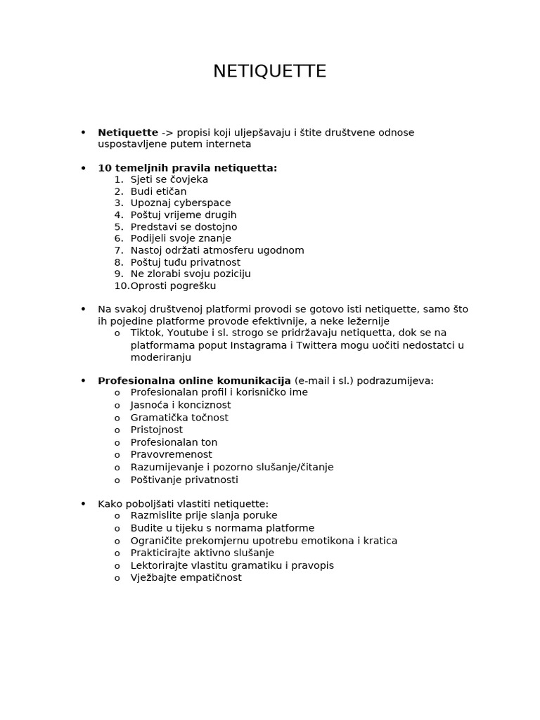 NETIQUETTE Uručak | PDF