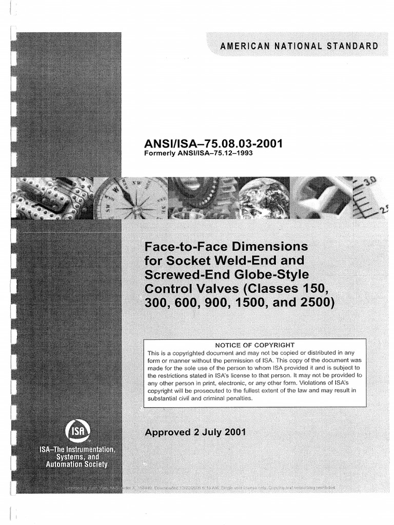 ANSI-ISA 75.08.03 -2001 - Dimensiones entre caras | PDF
