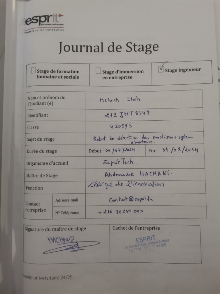 Journal de Stage Ete | PDF
