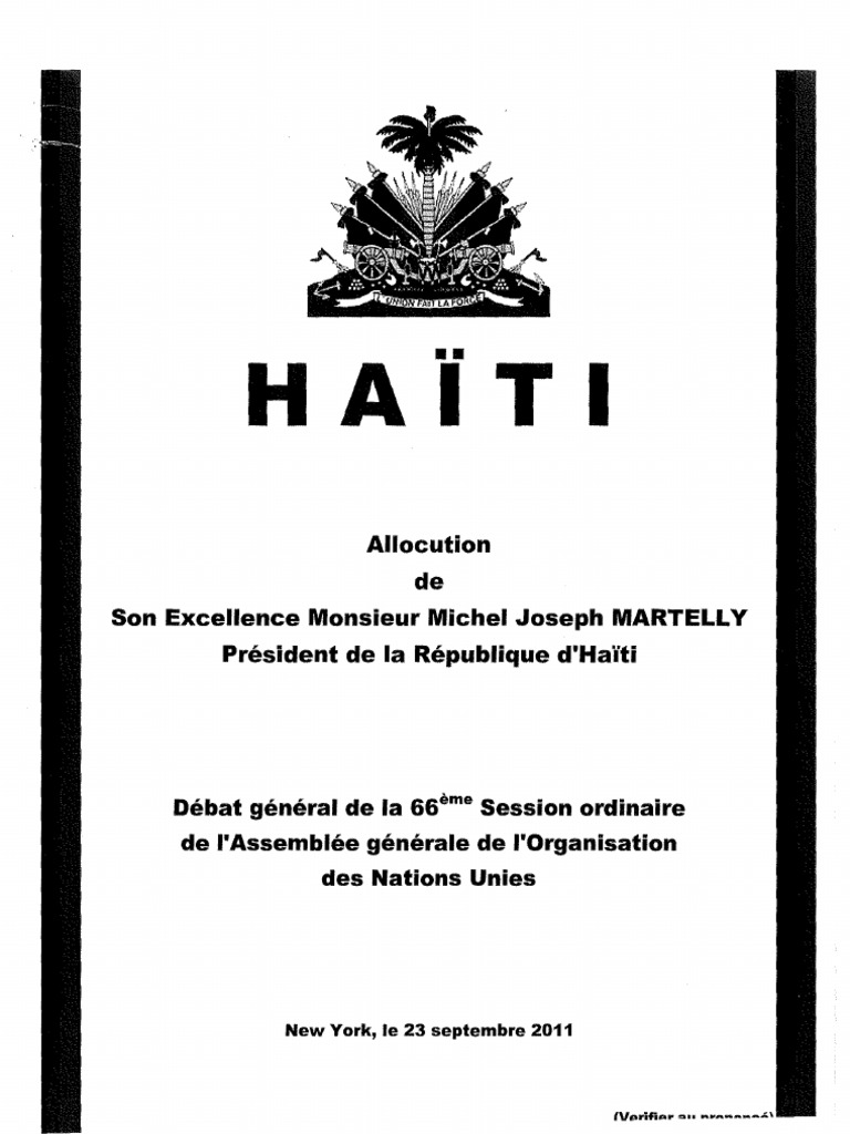 Allocution de Martelly à l'ONU 2011 | PDF | Haïti | Assemblée générale ...