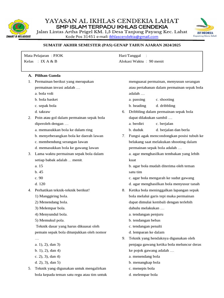 SAS PJOK KELAS 9 | PDF