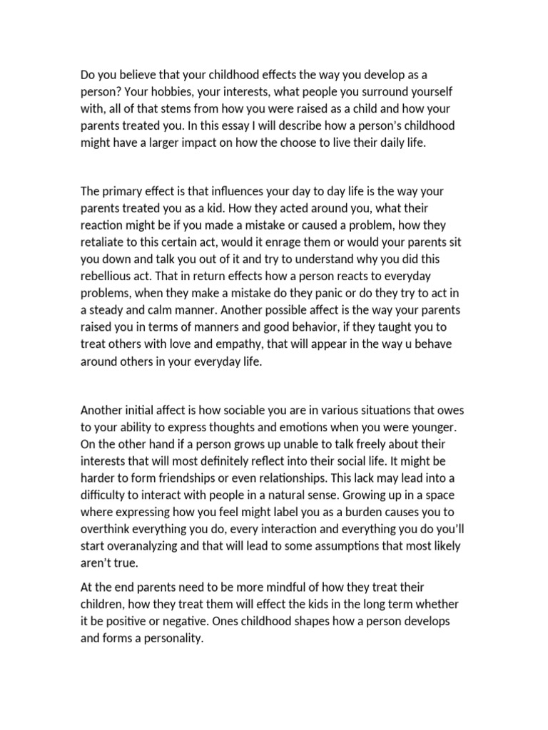 How Childhood Effects A Person | PDF