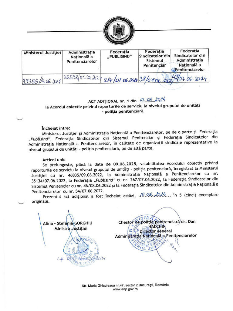 Act Aditional Acord Colectiv 2024 | PDF