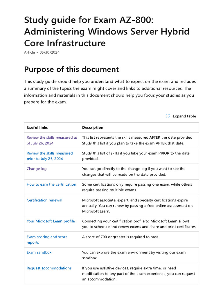 Study Guide For Exam AZ-800 - Administering Windows Server Hybrid Core Infrastructure ...