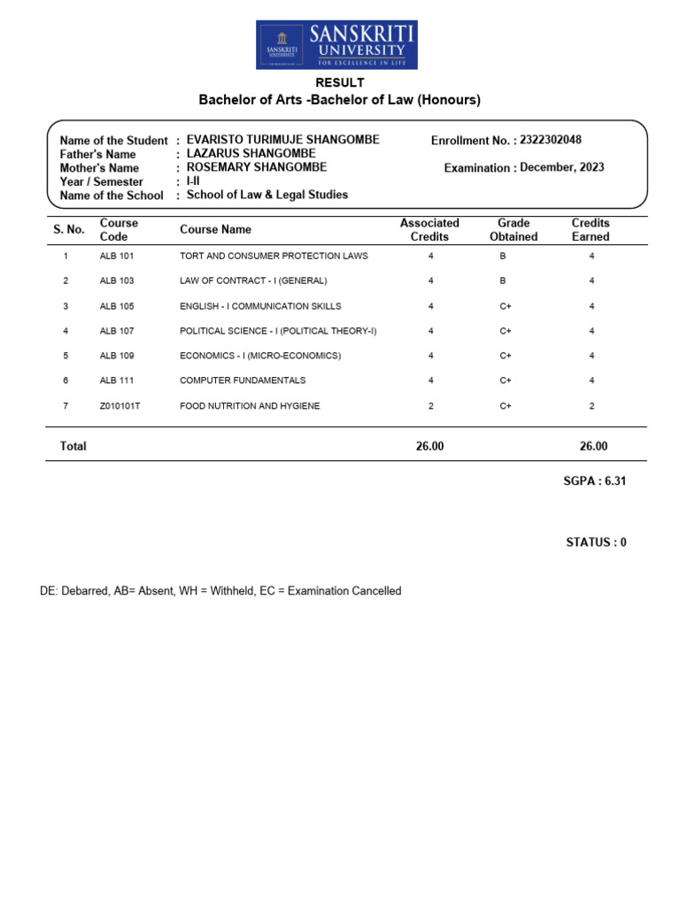 Student Mar Sheet 1 | PDF