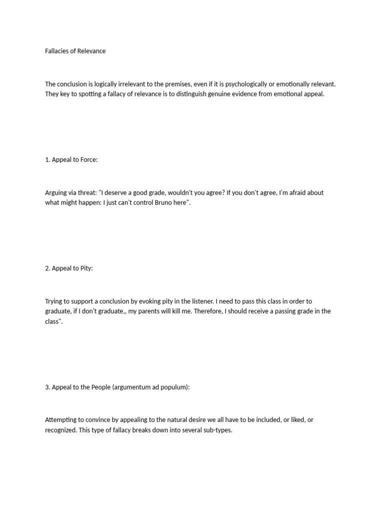 Fallacies of Relevance | PDF | Fallacy | Argument