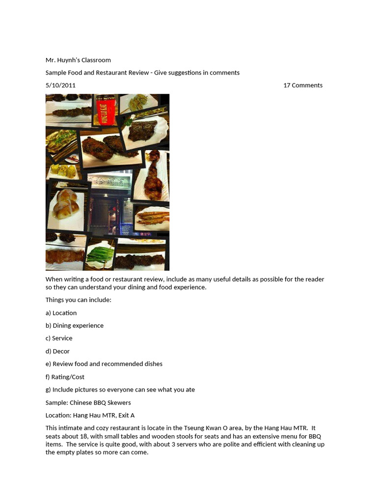 Restaurant review | PDF