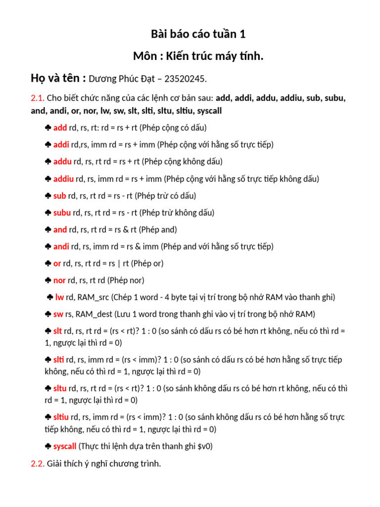 Lab1 KTMT CE119 | PDF