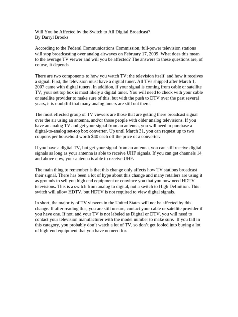 Digital TV Transition Guide | PDF