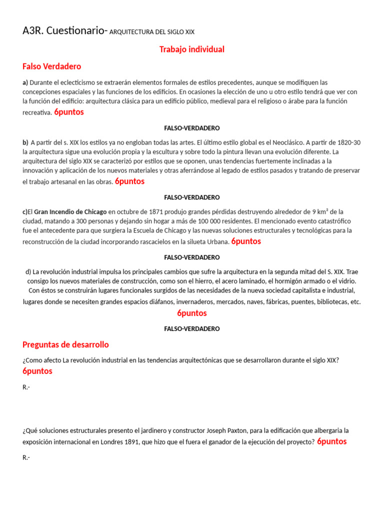 A3 Cuestionario XIX | PDF | edificio | Arquitecto