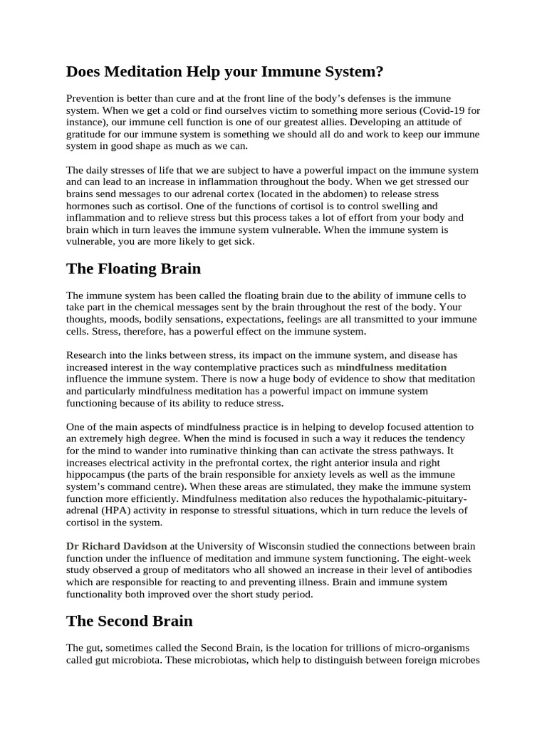 Does Meditation Help Your Immune System | PDF | Stress (Biology ...