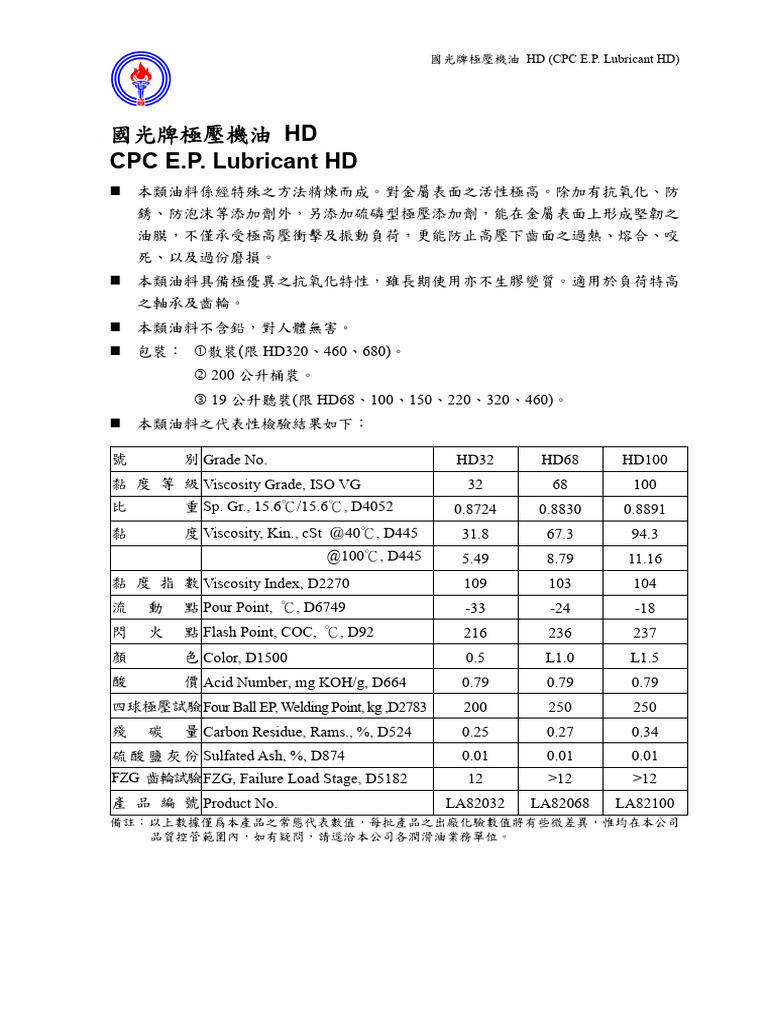 HD (CPC E.P. Lubricant HD) | PDF