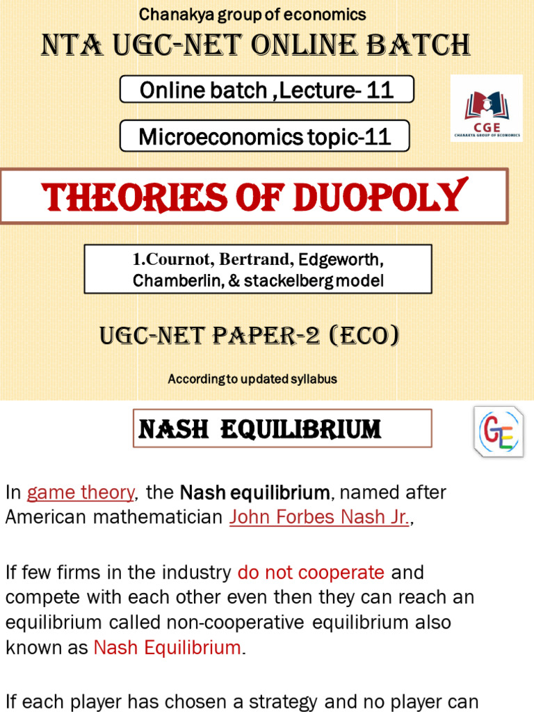 Micro-11. Theories of Duopoly.-2 | PDF | Economic Equilibrium | Market ...