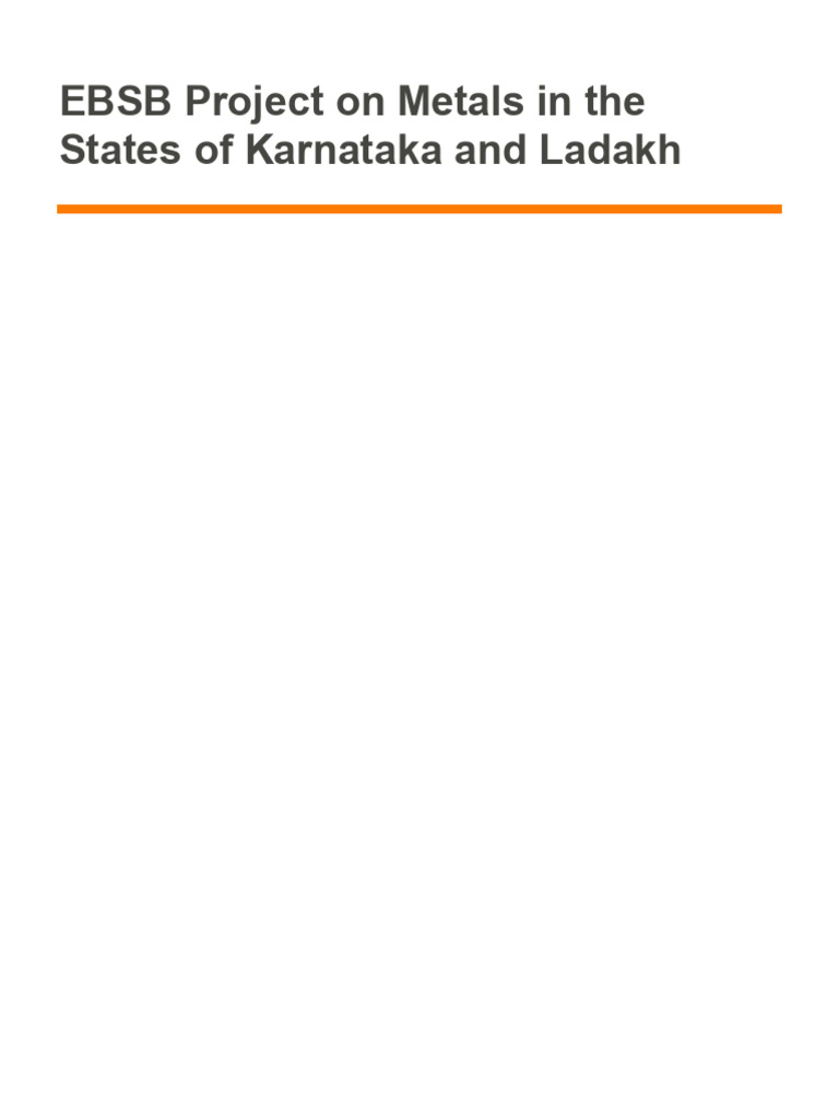 EBSB Project On Metals in The States of Karnataka and Ladakh | PDF ...