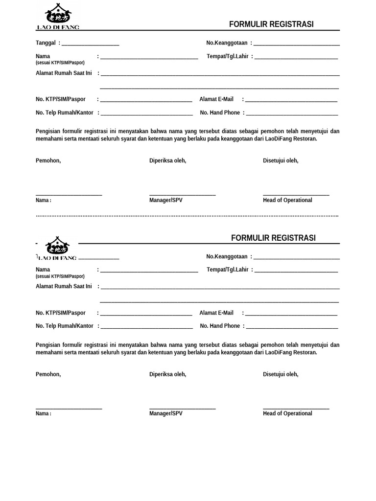 FORMULIR REGISTRASI | PDF