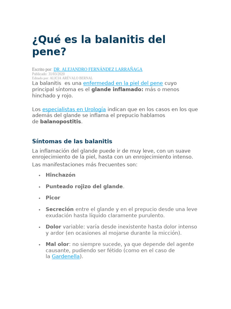 Qué Es La Balanitis Del Pene | PDF | Enfermedades y trastornos ...