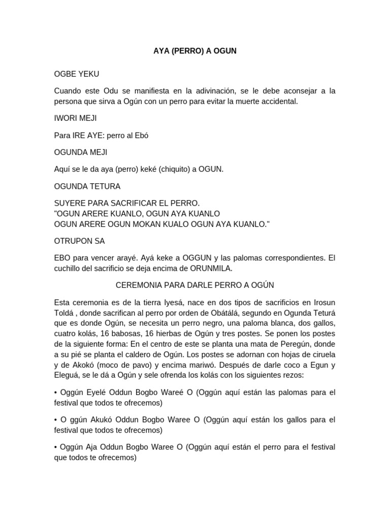 Aya - Perro A Ogun | PDF | Religión étnica | Santeria