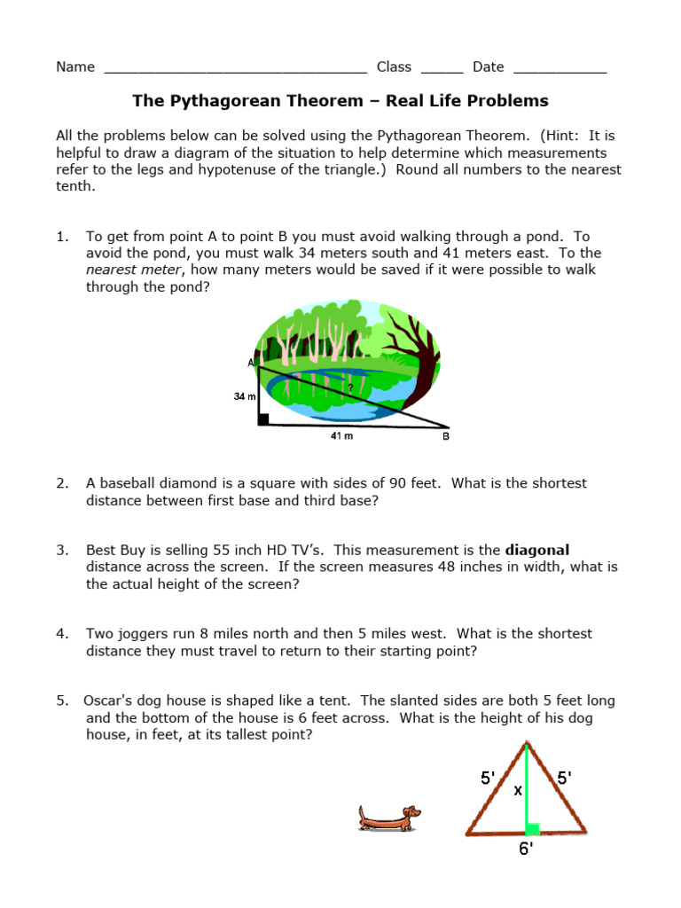 Pythagorean Theorem Real-Life Applications | PDF | Foot (Unit ...