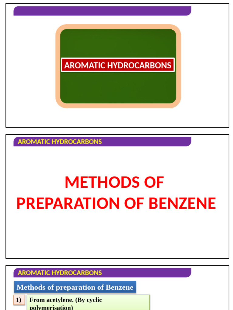 Benzene Preparation and Reactions Guide | PDF | Benzene | Chlorine