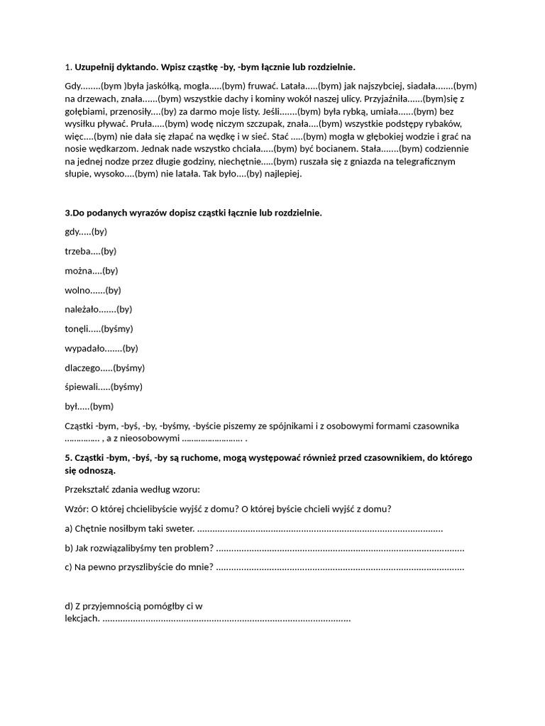 Dyktando Z Czastka BY | PDF