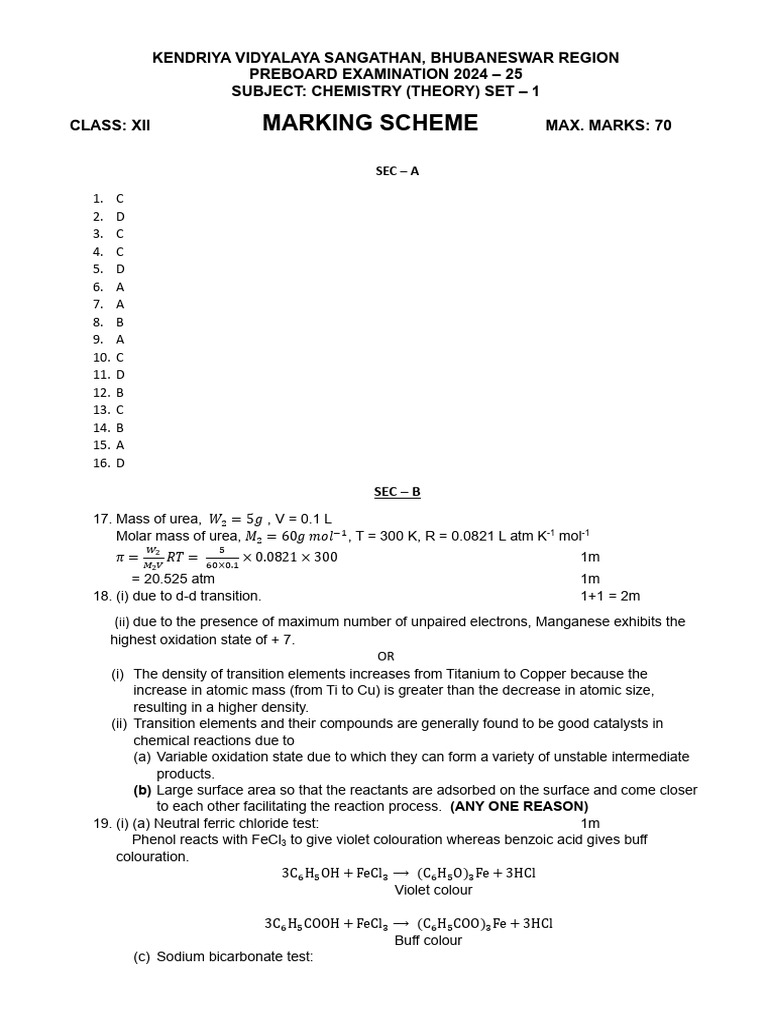 MS XII Chemistry Set 1 | PDF | Chemical Reactions | Chemistry
