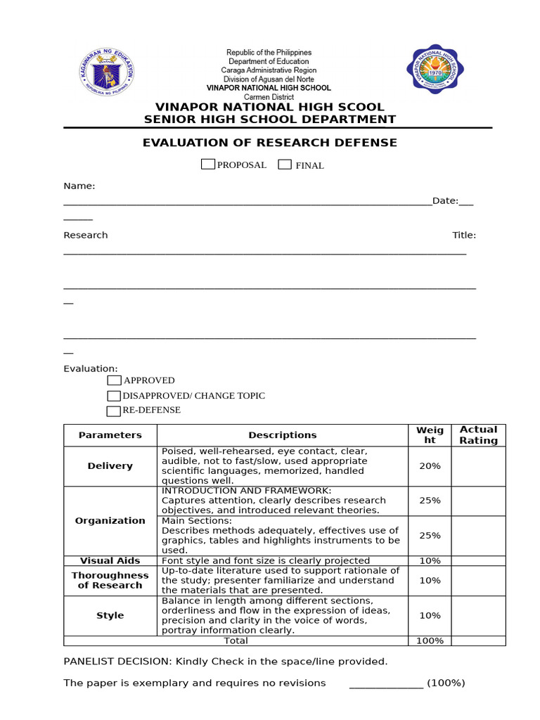Form 3 Evaluation of Research Defense | PDF | Cognition