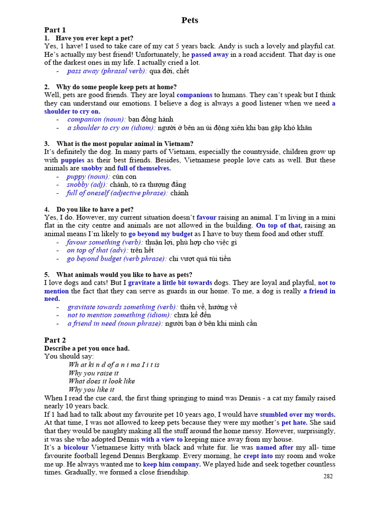 22.-IELTS-SPEAKING_Pets | PDF | Grammar | Syntax