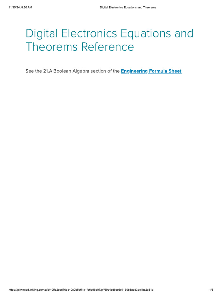 Digital+Electronics+Equations+&+Theorems+_+Digital+Electronics | PDF ...