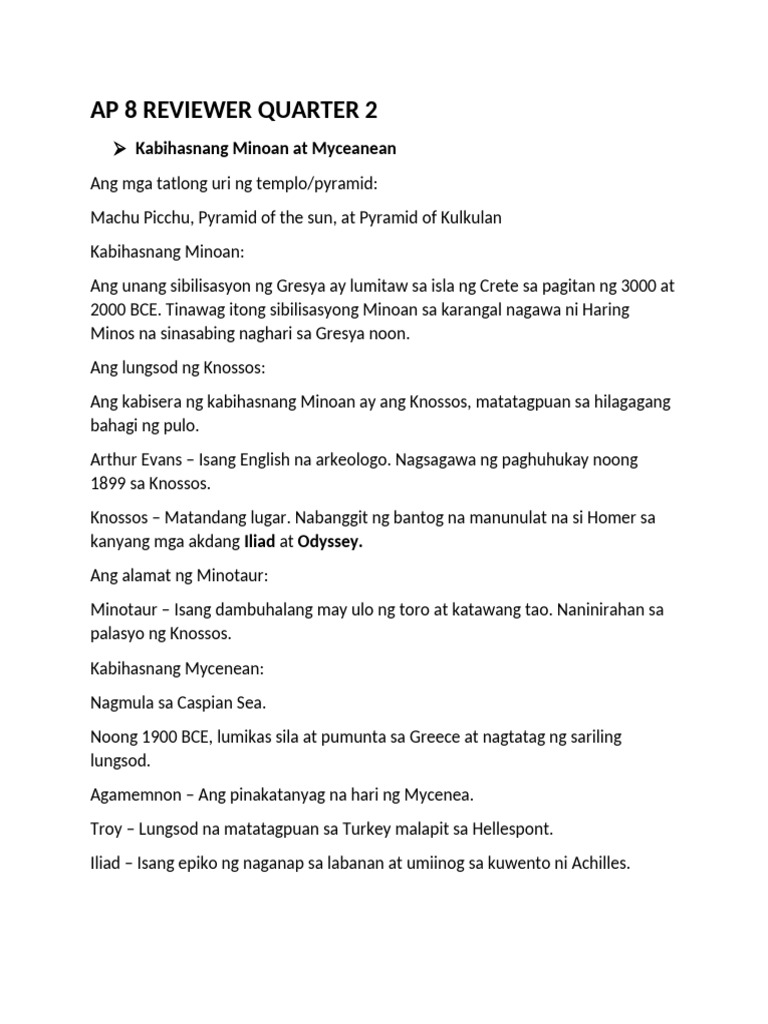 Ap 8 Reviewer Quarter 2 | PDF