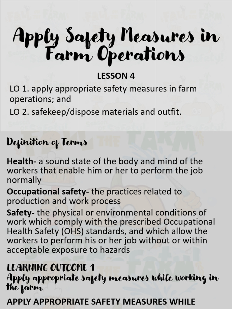 Safety Measures for Farm Operations | PDF | Occupational Safety And ...