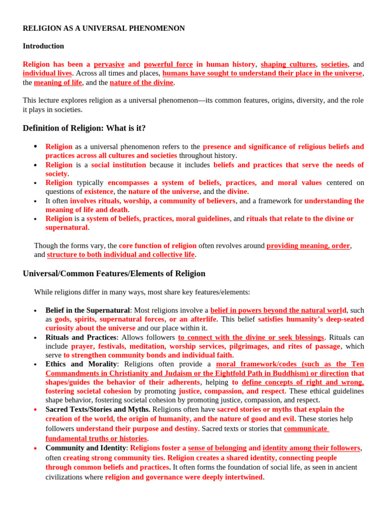 MODULE-7-RELIGION-AS-A-UNIVERSAL-PHENOMENON | PDF | Deities | God