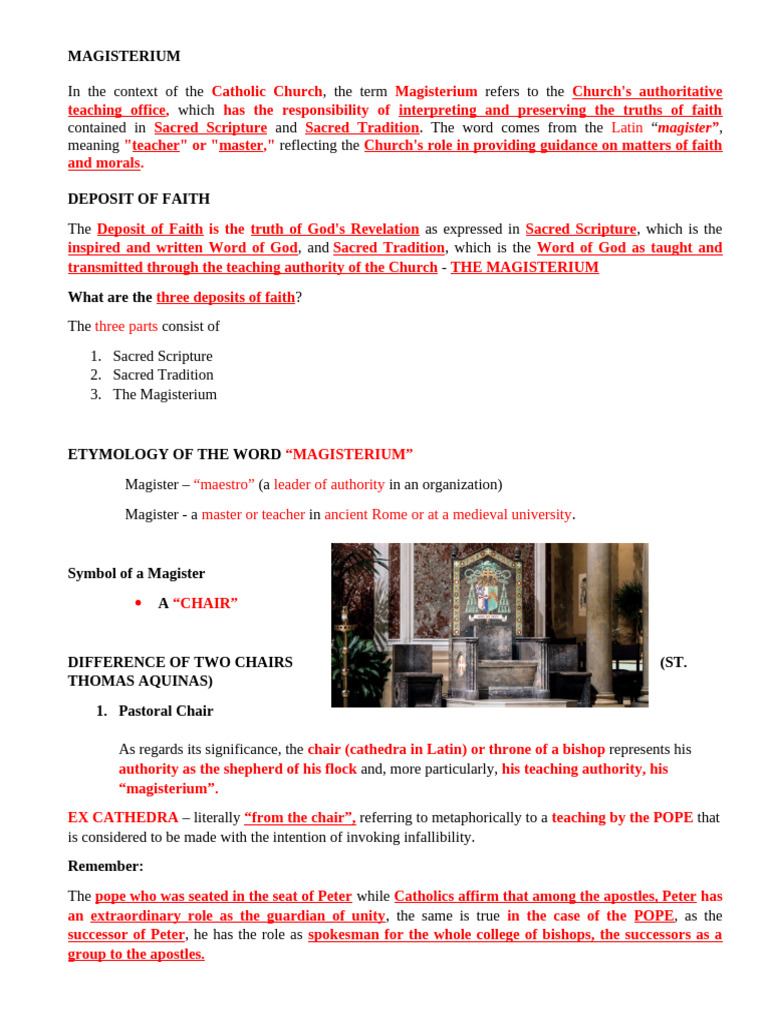 Module 6 The Magisterium | PDF | Catholic Church | Deacon