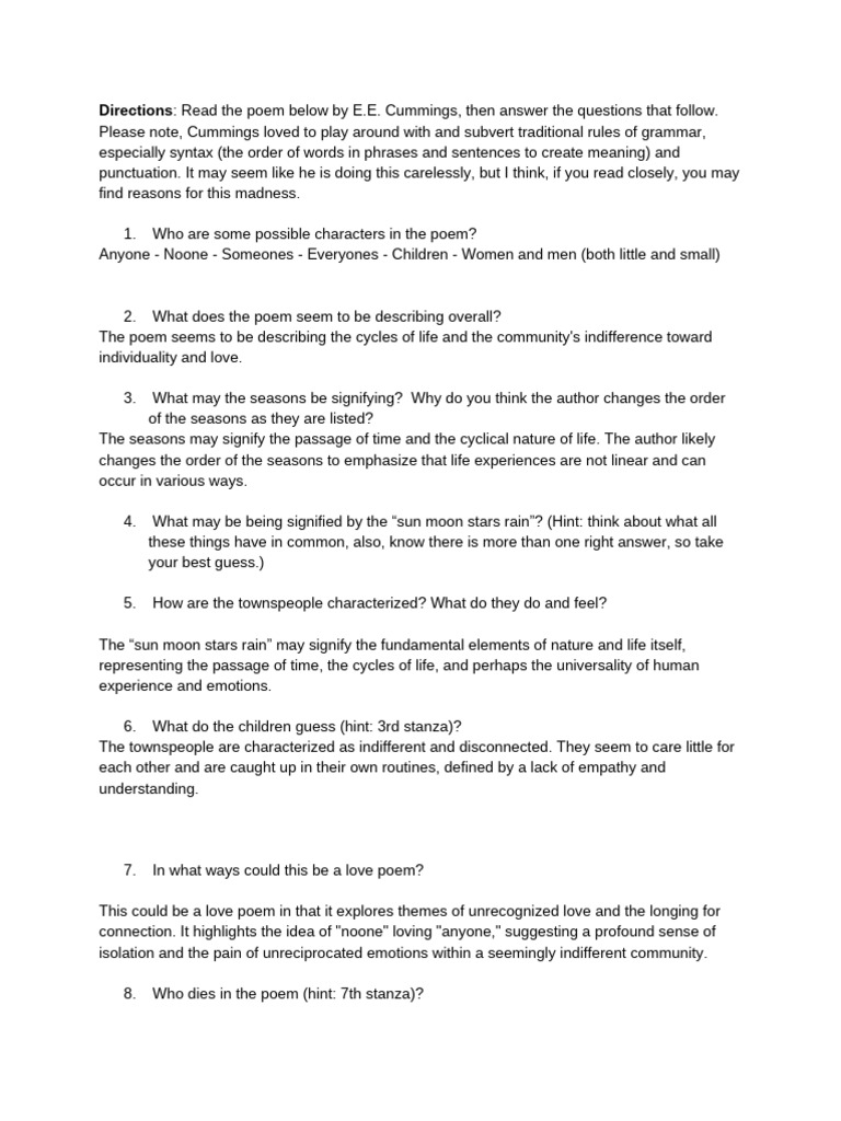 Modernism E E Cummings 20 Pts | PDF | Poetry