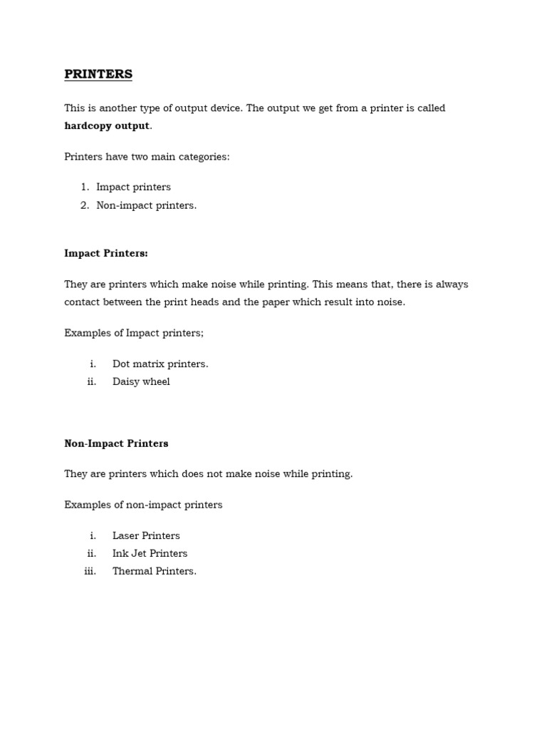 Week 7 - Impact Printers | PDF | Printer (Computing) | Equipment