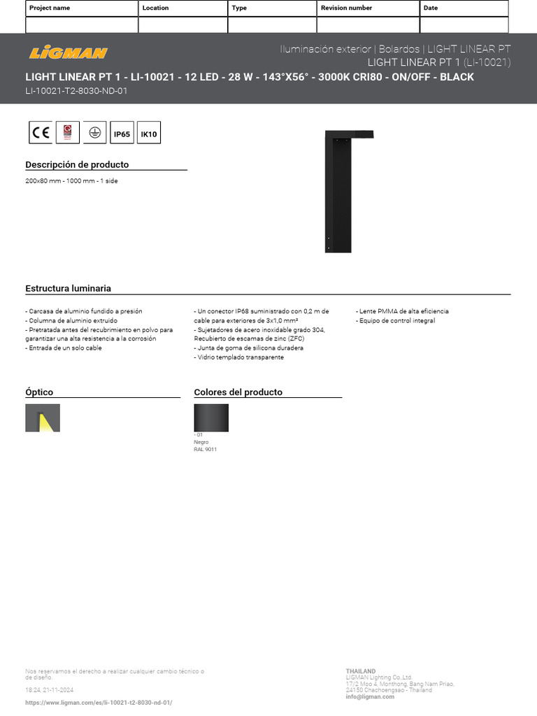 Light Linear PT 1 - Li-10021 - 12 Led - 28 W - 143°x56° - 3000K Cri80 ...