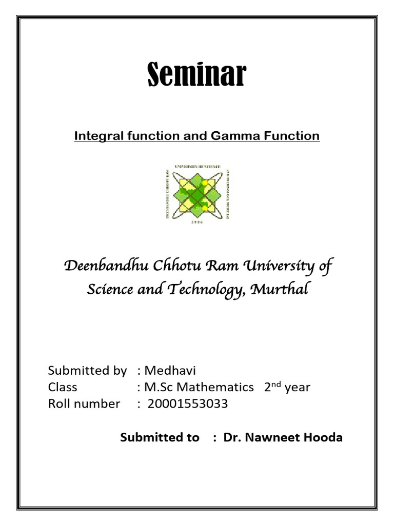 Integral Function and Gamma Function | PDF | Integral | Function (Mathematics)