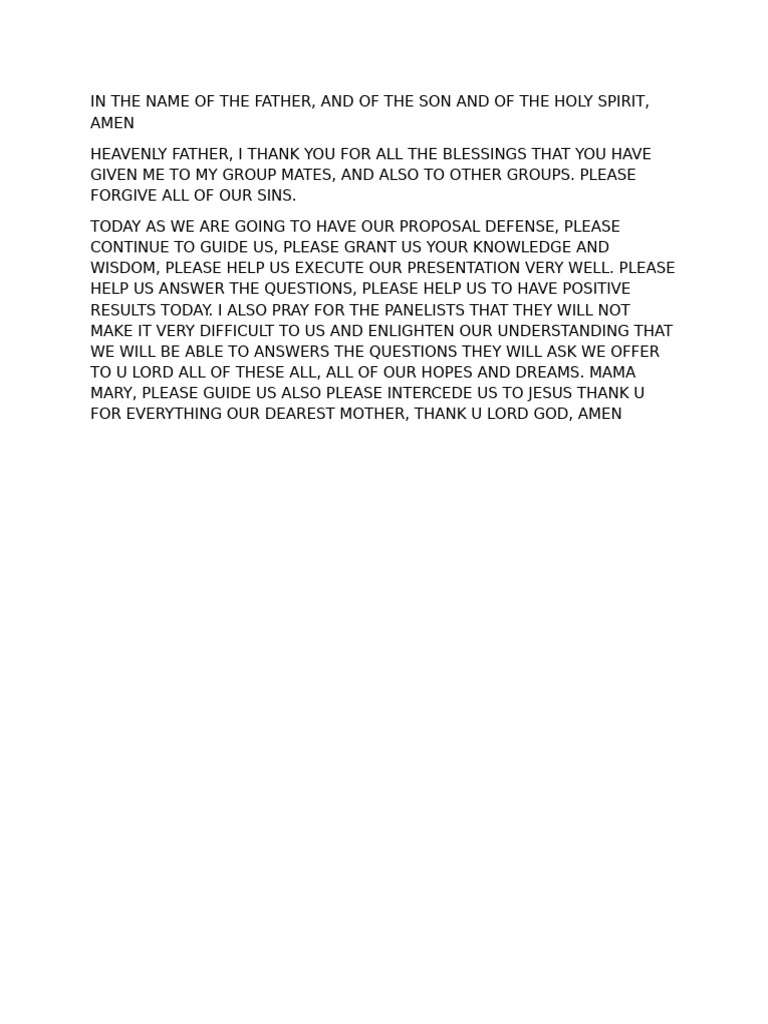 Prayer Proposal | PDF