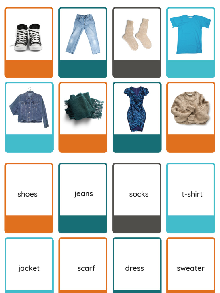 Colorful Fun Clothes Flashcards | PDF