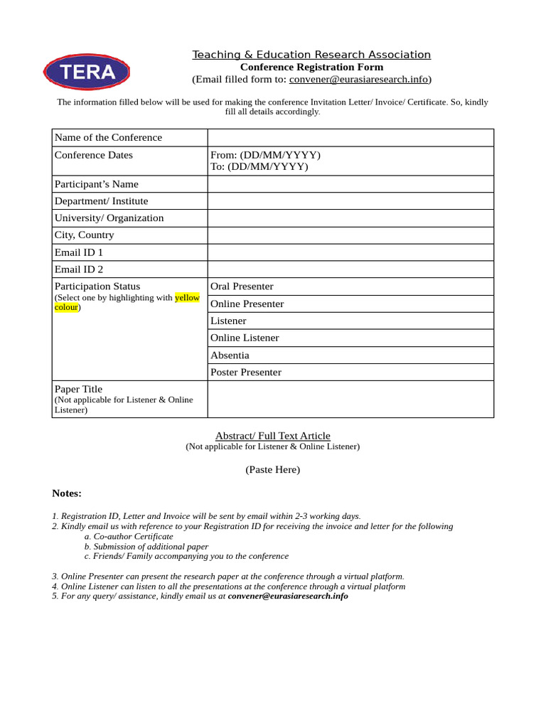 TERA-Conference-Form | PDF