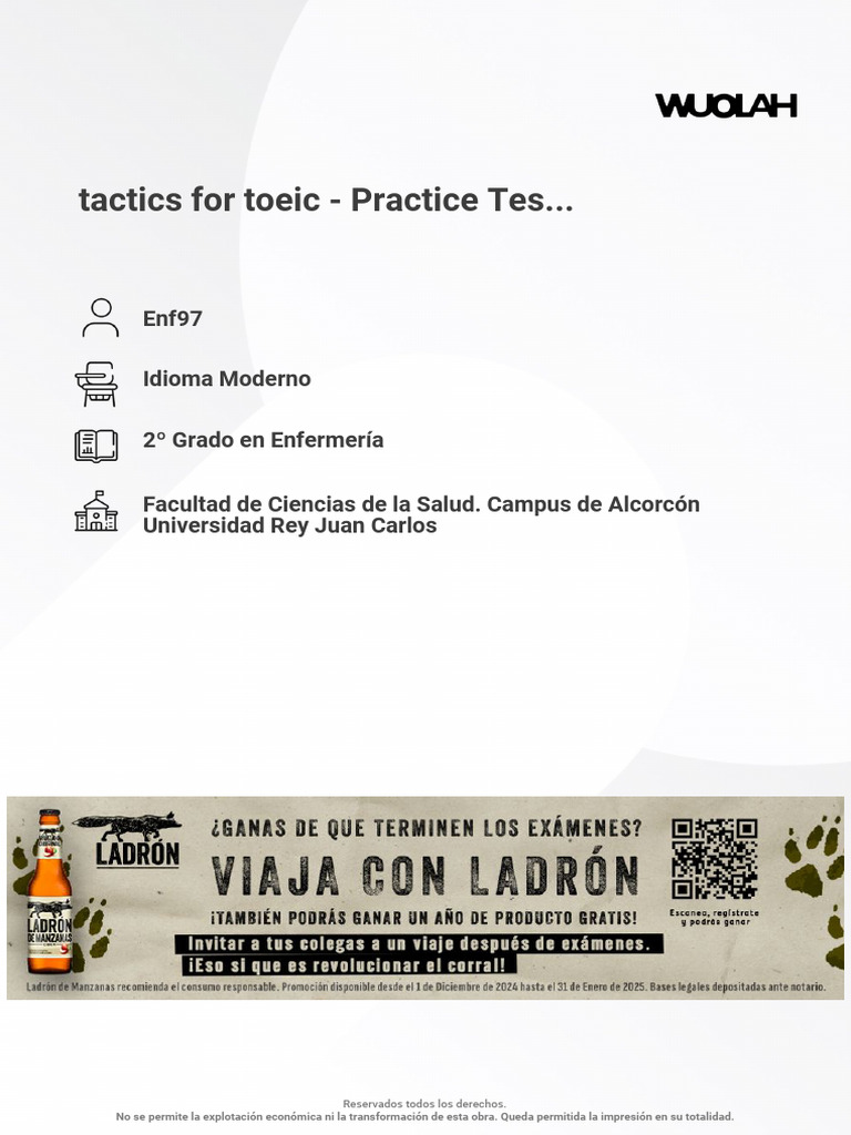 Wuolah-Free-Tactics For Toeic - Practice Test 1 | PDF
