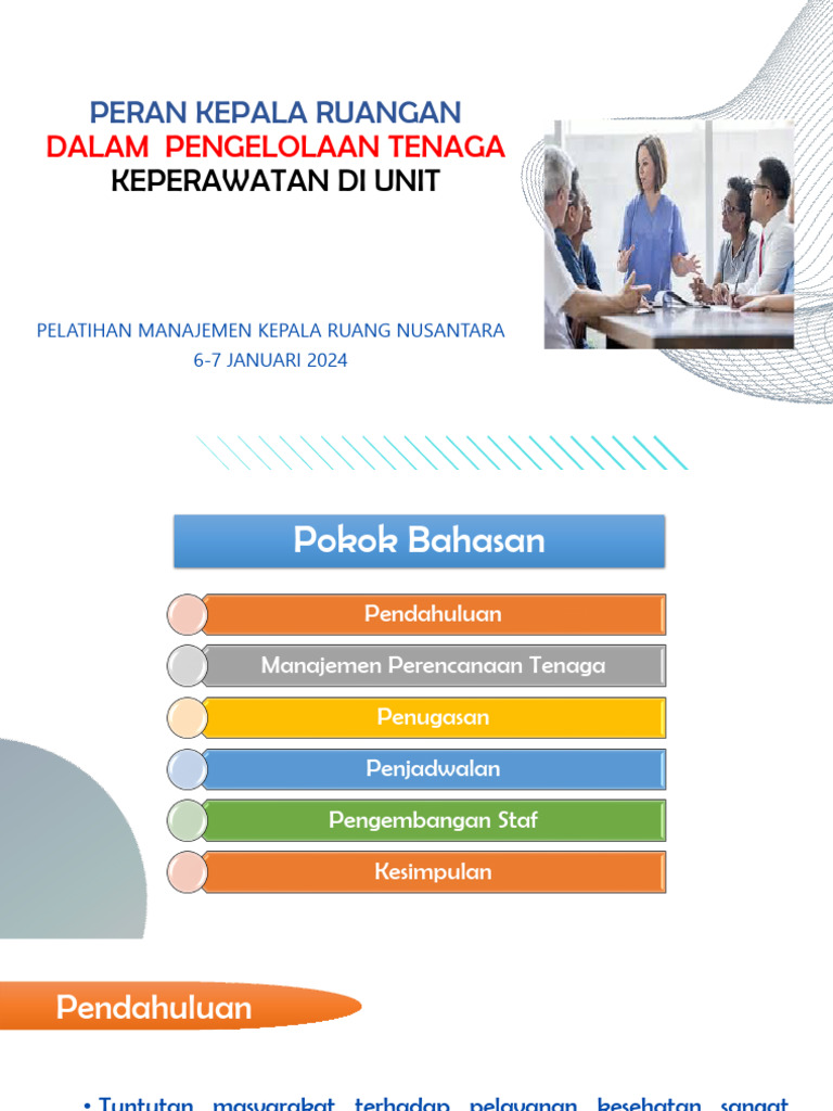 Peran Kepala Ruangan Pengelolaan Tenaga Keperawatan Di Unit | PDF