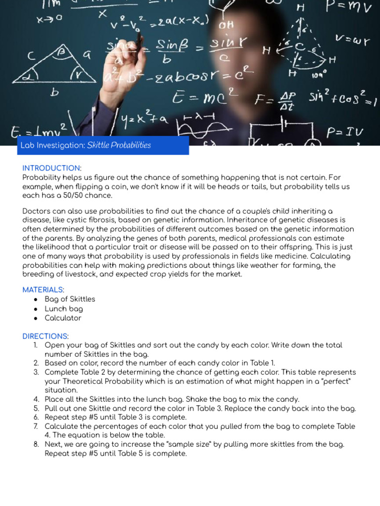 4 - Lab Investigation #1 - Skittle Probabilities | PDF | Probability ...