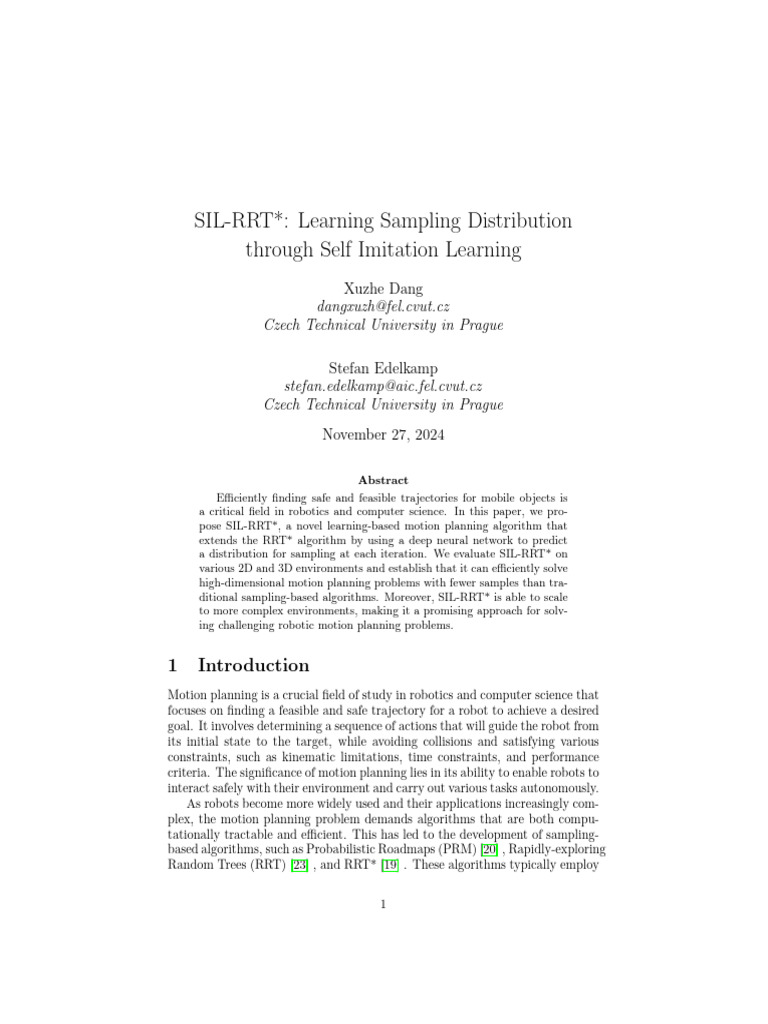 SIL-RRT Learning Sampling Distribution Through Sel | PDF | Deep ...